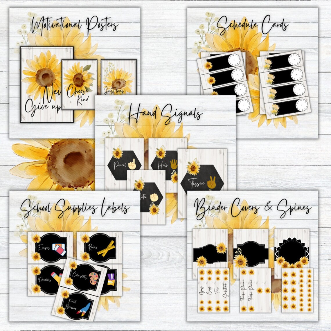 Sunflowers Farmhouse Classroom Decor Bundle | Farmhouse Sunflowers ...