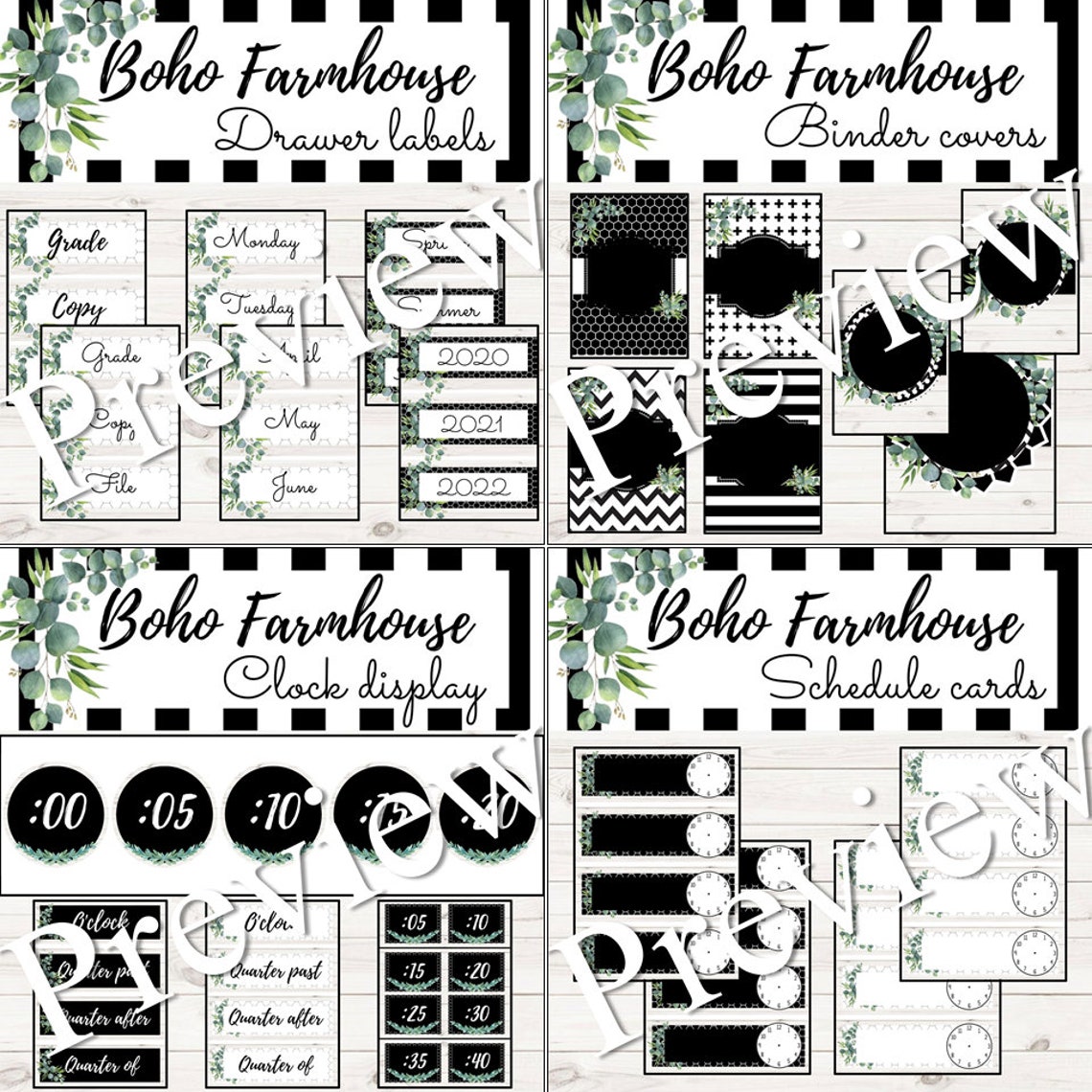 Farmhouse Classroom Decor Set Boho Farmhouse Theme Decor - Etsy