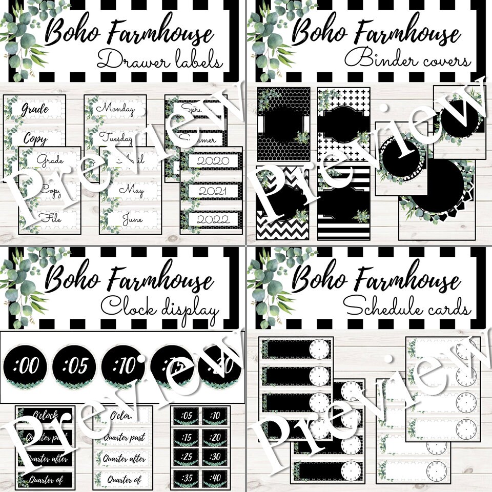 Farmhouse Classroom Decor Set | Boho Farmhouse Theme Decor Bundle ...