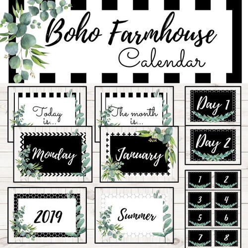 Farmhouse Calendar Display Boho Farmhouse Classroom Theme - Etsy