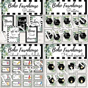 Farmhouse Classroom Decor Set | Boho Farmhouse Theme Decor Bundle ...