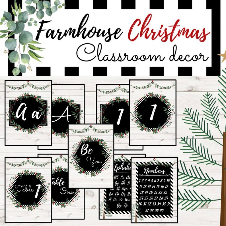 Farmhouse Christmas Classroom Decor | Christmas Farmhouse Decor Bundle ...
