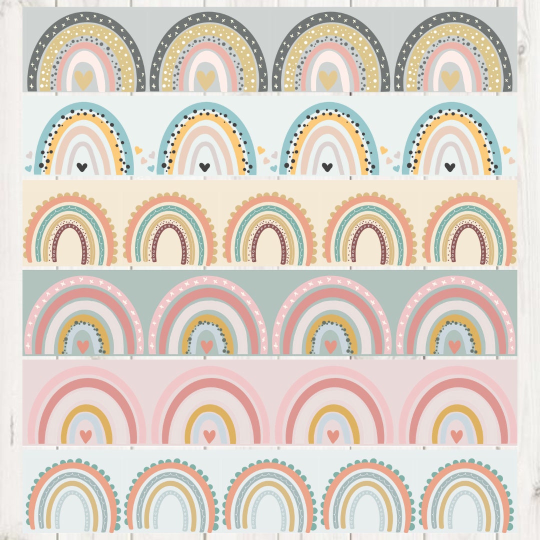 Boho Rainbow Bulletin Board Borders | Rainbow Classroom Decor | Boho ...