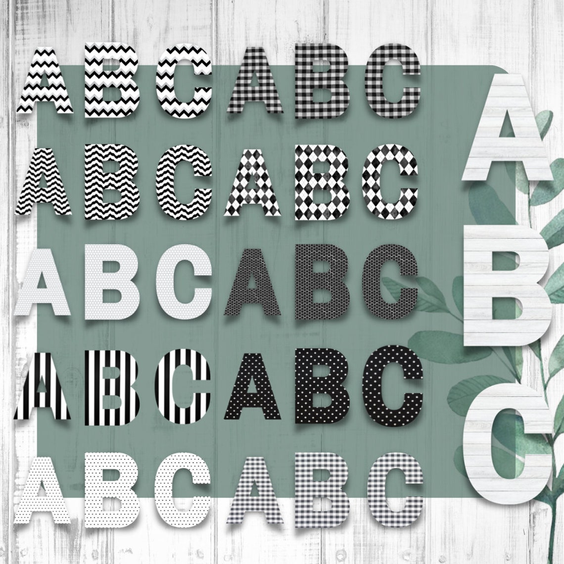 Farmhouse Patterns Lettering Pack - Farmhouse Bulletin Board Letters ...