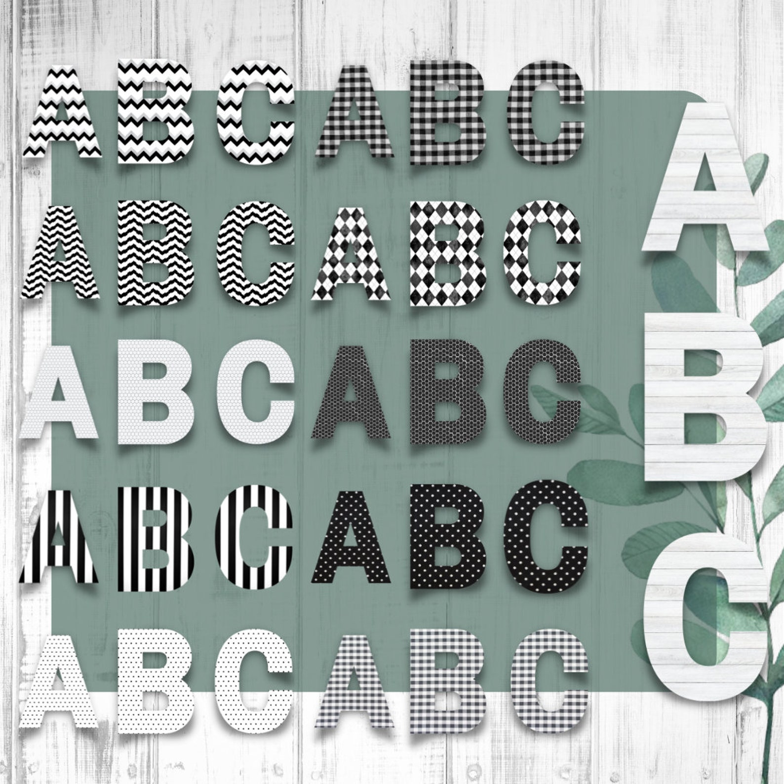 Farmhouse Patterns Lettering Pack - Farmhouse Bulletin Board Letters ...