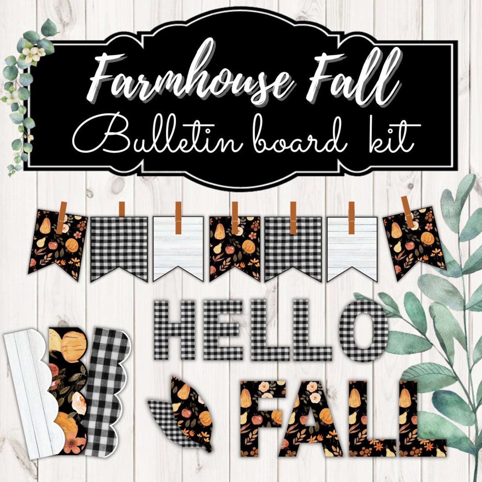 Fall Farmhouse Bulletin Board Kit Fall Bulletin Board - Etsy
