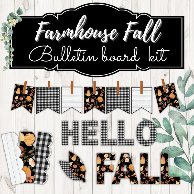 Fall Farmhouse Bulletin Board Kit Fall Bulletin Board - Etsy