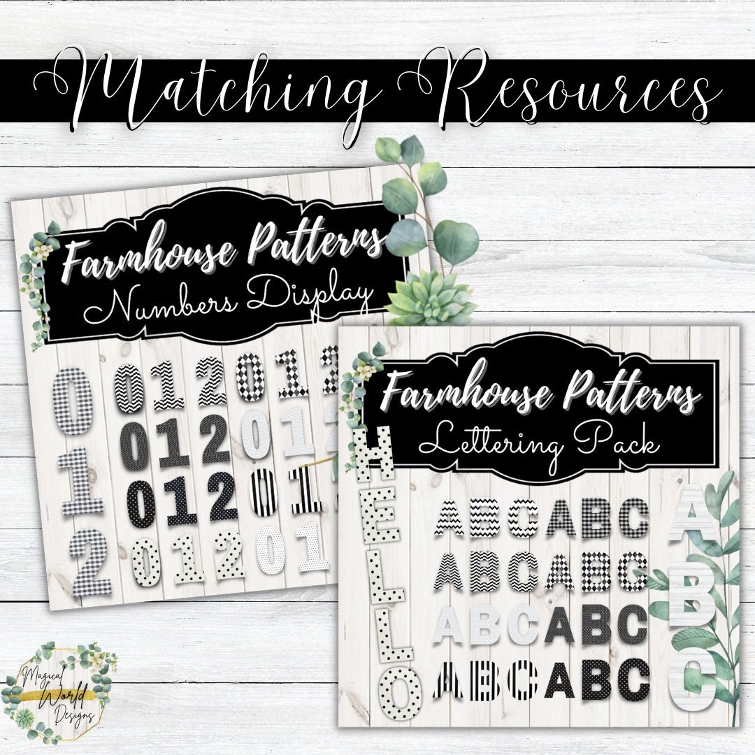 Farmhouse Classroom Decor Set | Boho Farmhouse Theme Decor Bundle ...