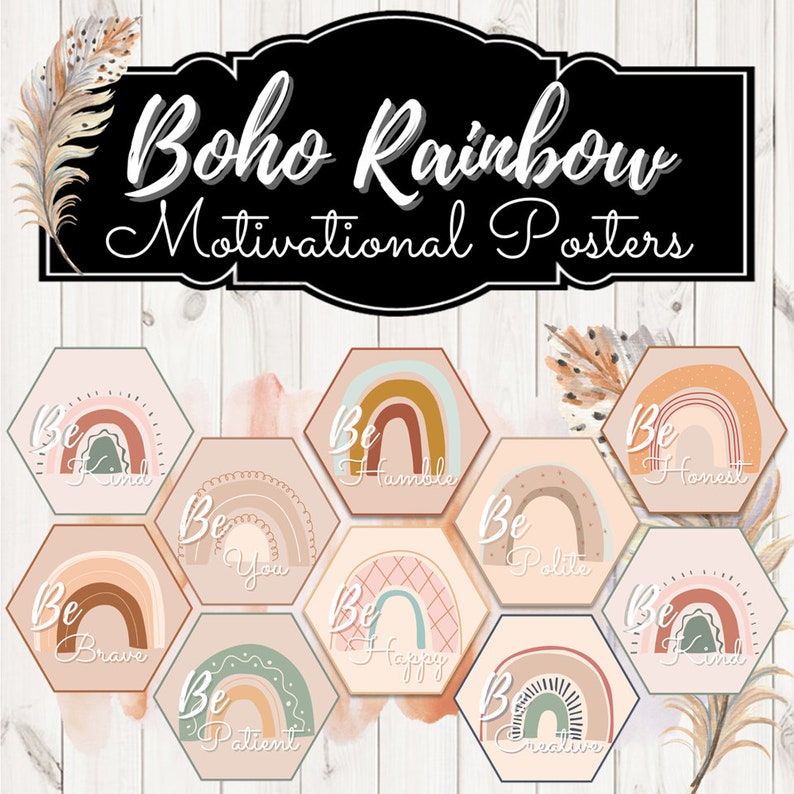 Boho Rainbow Classroom Decor Bundle | Calm Boho Classroom Decor ...