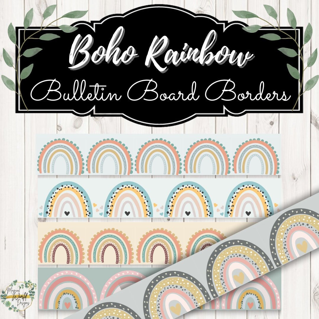 Boho Rainbow Bulletin Board Borders | Rainbow Classroom Decor | Boho ...