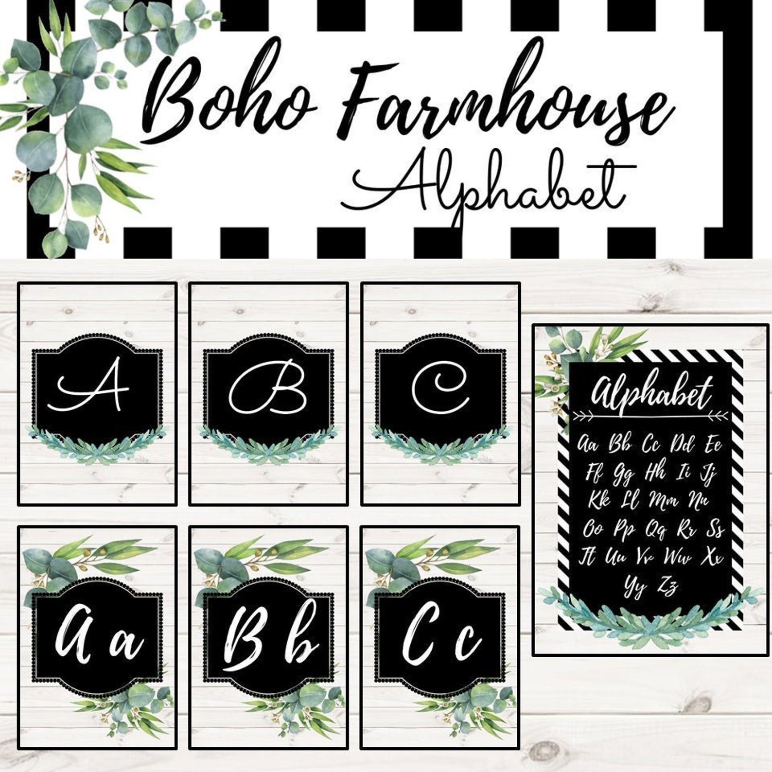 Farmhouse Alphabet and Number Posters - Boho Farmhouse Classroom Decor ...