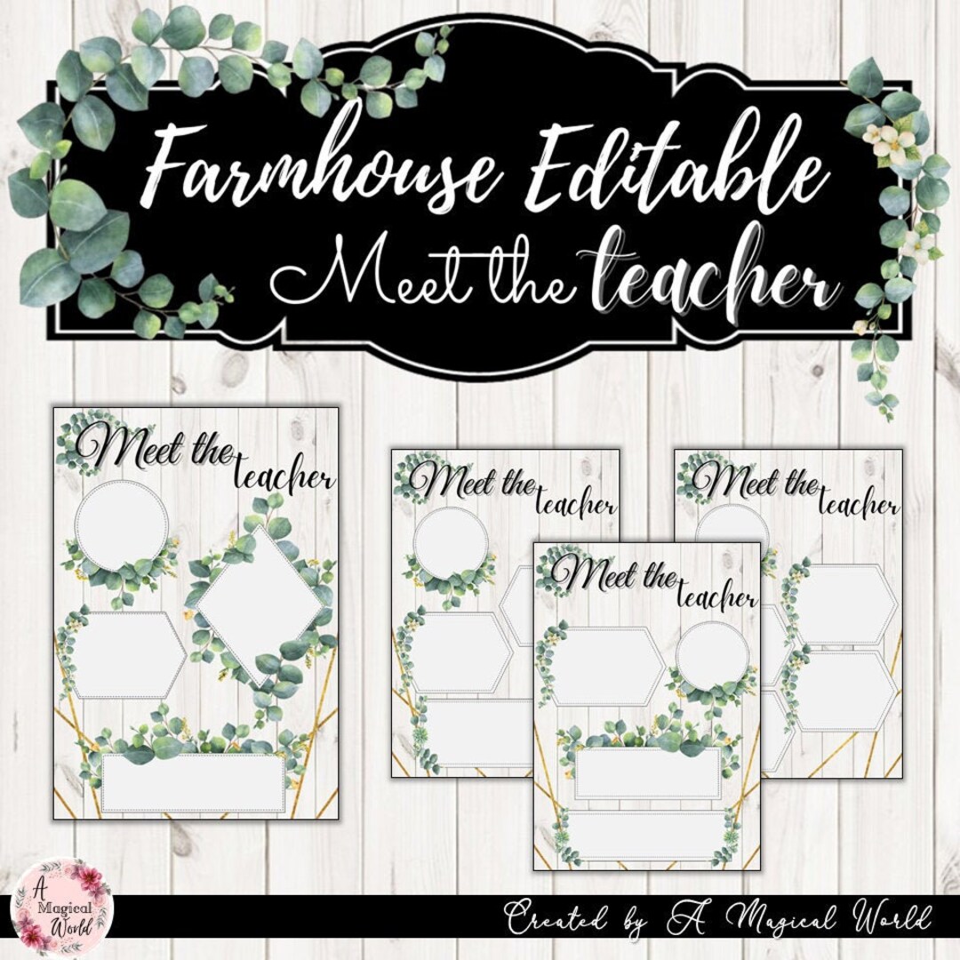 Farmhouse Meet the Teacher Templates | Farmhouse Classroom Theme ...