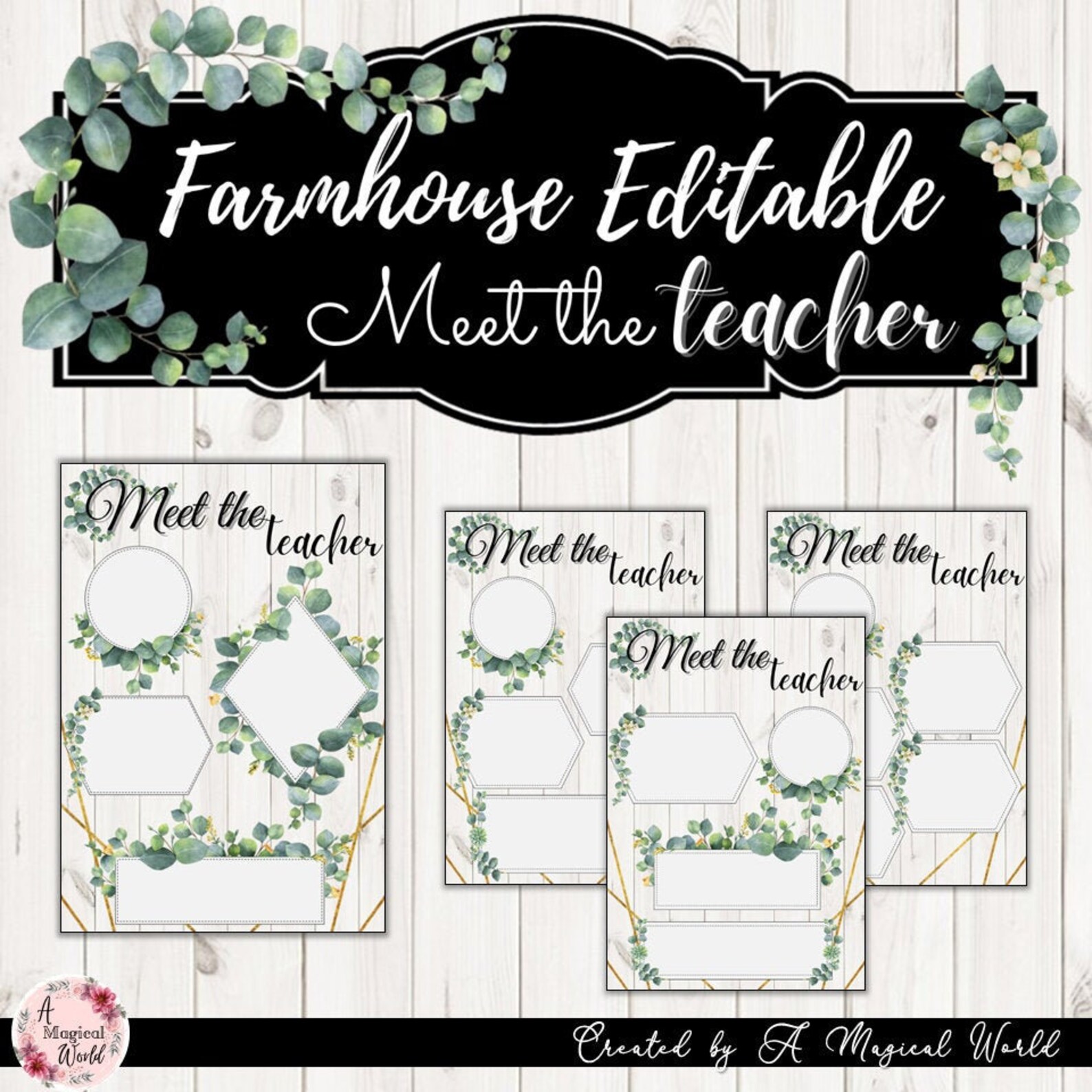Farmhouse Meet the Teacher Templates | Farmhouse Classroom Theme ...