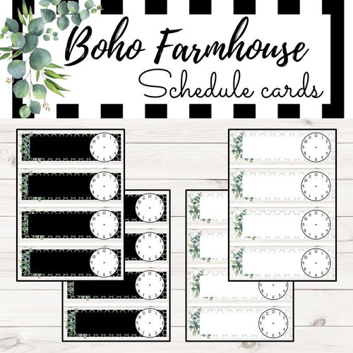 Farmhouse Schedule Cards & Drawer Labels Boho Farmhouse - Etsy