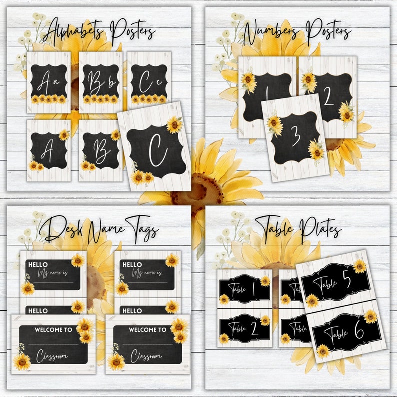 Sunflowers Farmhouse Classroom Decor Bundle | Farmhouse Sunflowers ...