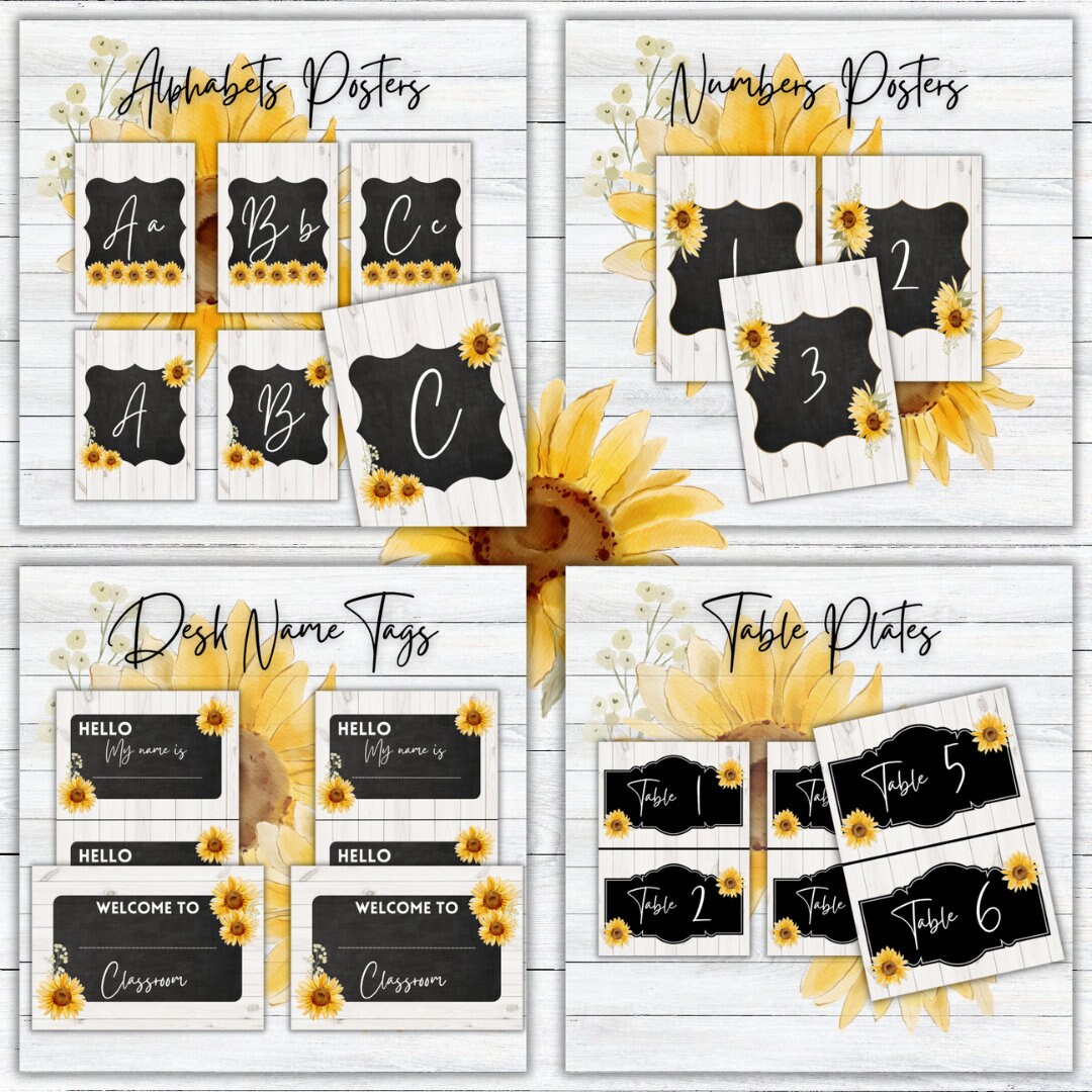 Sunflowers Farmhouse Classroom Decor Bundle | Farmhouse Sunflowers ...