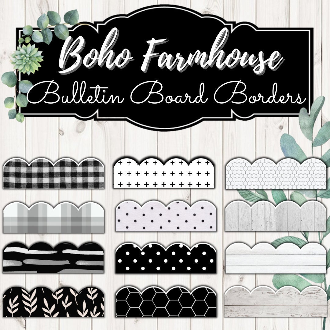 Farmhouse Patterns Bulletin Board Borders | Modern Farmhouse Classroom ...