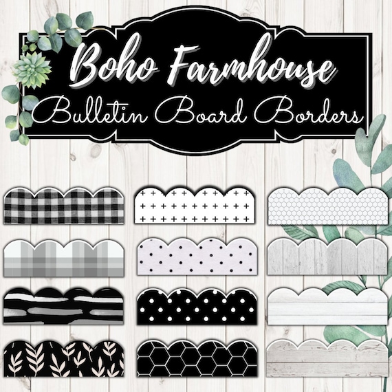 Farmhouse Patterns Bulletin Board Borders Modern Farmhouse - Etsy
