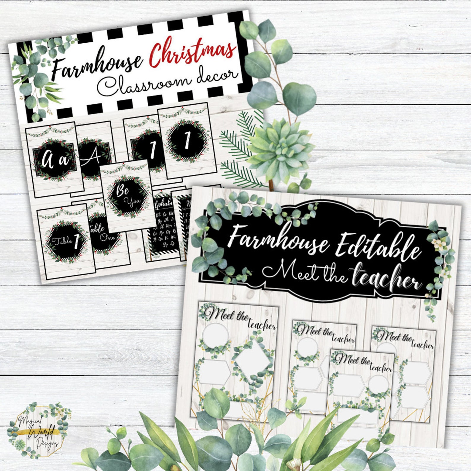 Farmhouse Classroom Bundle | Decor Set, Meet the Teacher, Google Slides ...