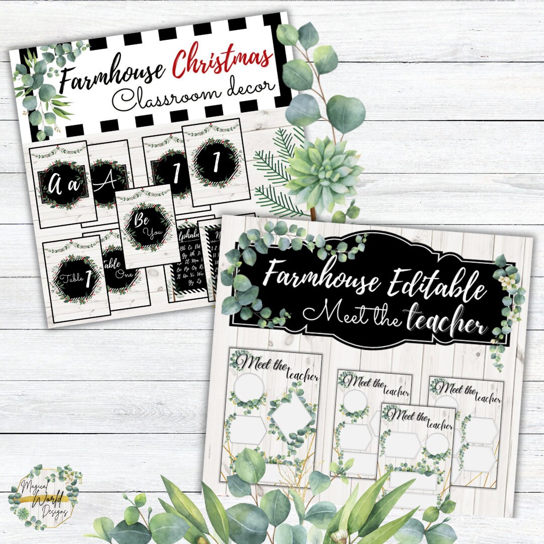 Farmhouse Classroom Bundle | Decor Set, Meet the Teacher, Google Slides ...