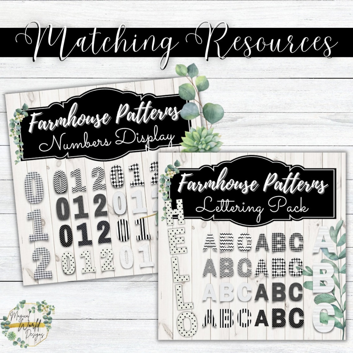 Farmhouse Patterns Bulletin Board Borders | Modern Farmhouse Classroom ...