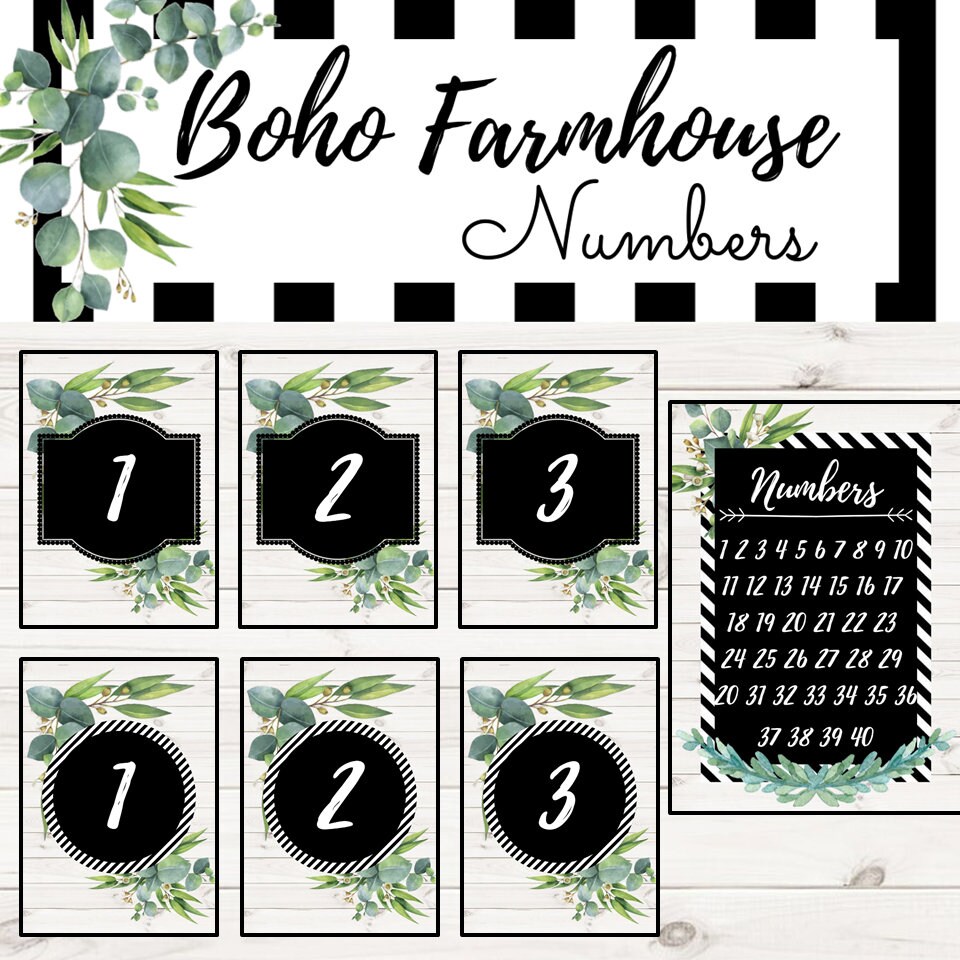 Farmhouse Alphabet and Number Posters - Boho Farmhouse Classroom Decor ...