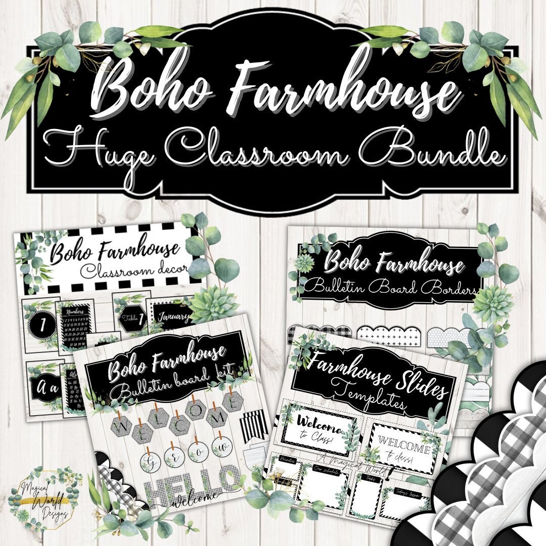 Farmhouse Classroom Bundle | Decor Set, Meet the Teacher, Google Slides ...