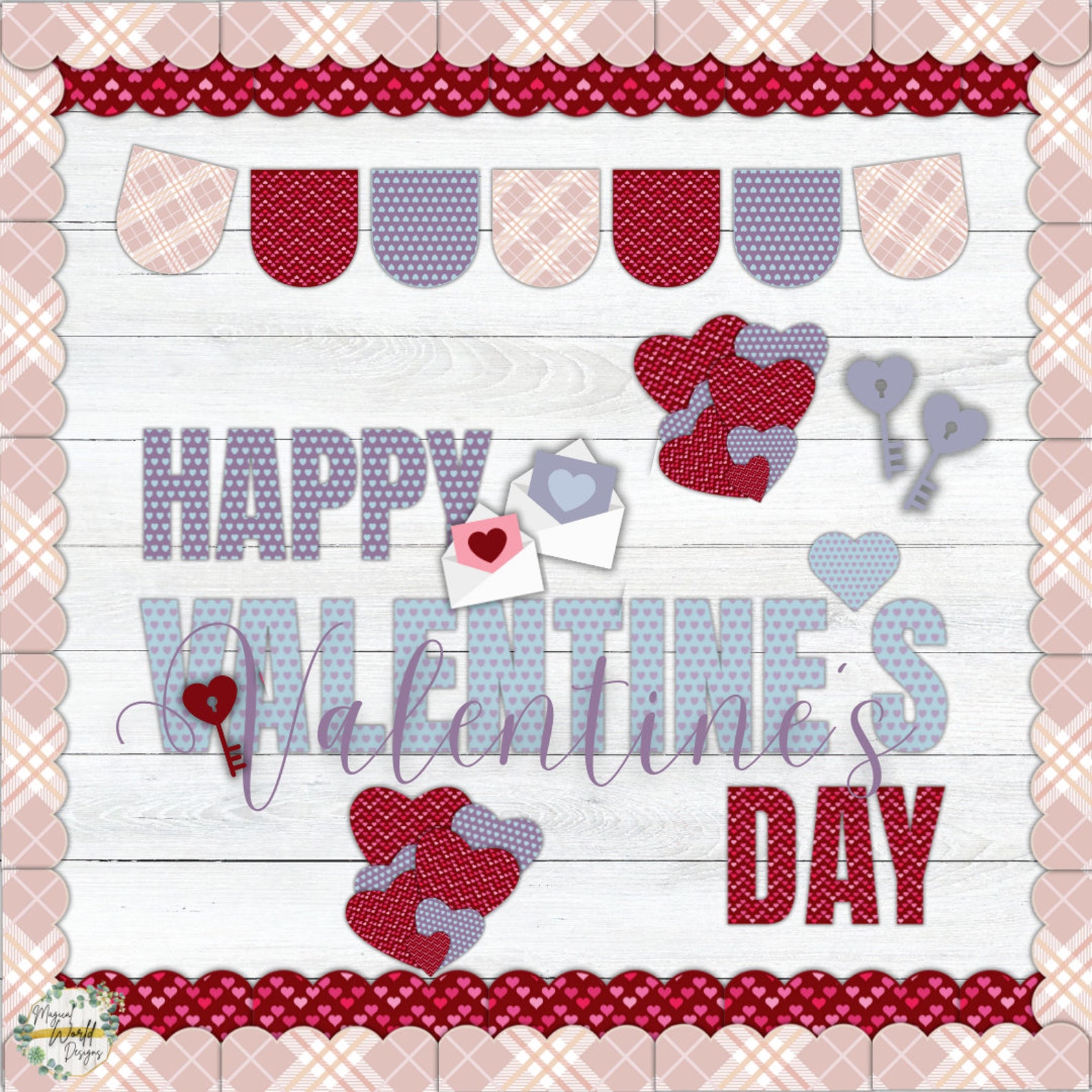 Farmhouse Valentine's Day Bulletin Board Kit | Valentine Bulletin Board ...