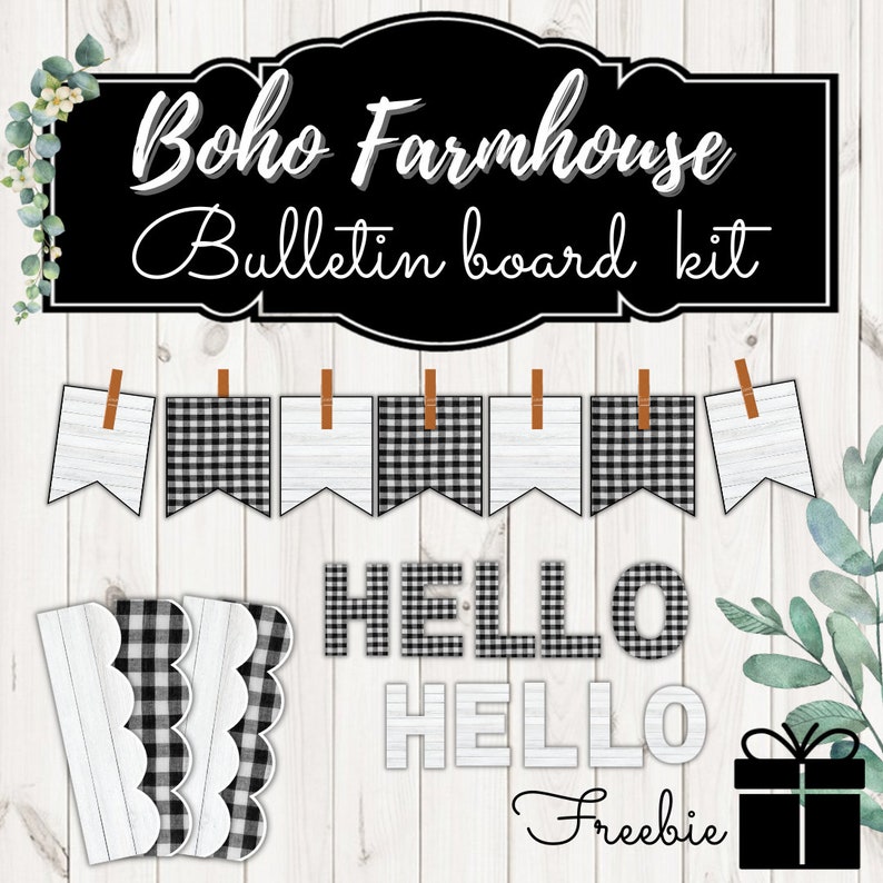 Farmhouse Classroom Decor Set | Boho Farmhouse Theme Decor Bundle ...