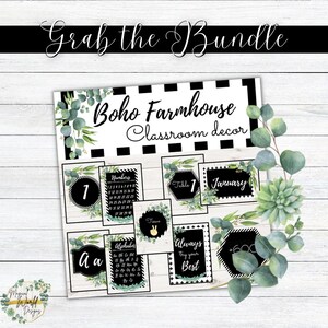 Farmhouse Schedule Cards & Drawer Labels - Boho Farmhouse Classroom ...