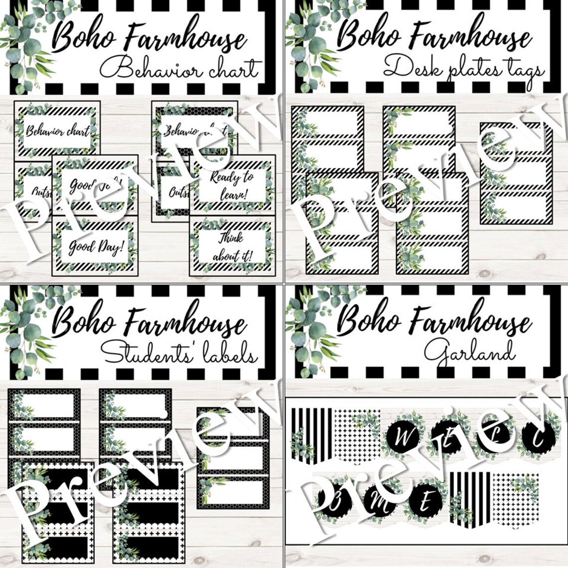 Farmhouse Classroom Decor Set Boho Farmhouse Theme Decor - Etsy