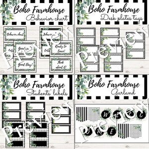 Farmhouse Classroom Decor Set | Boho Farmhouse Theme Decor Bundle ...