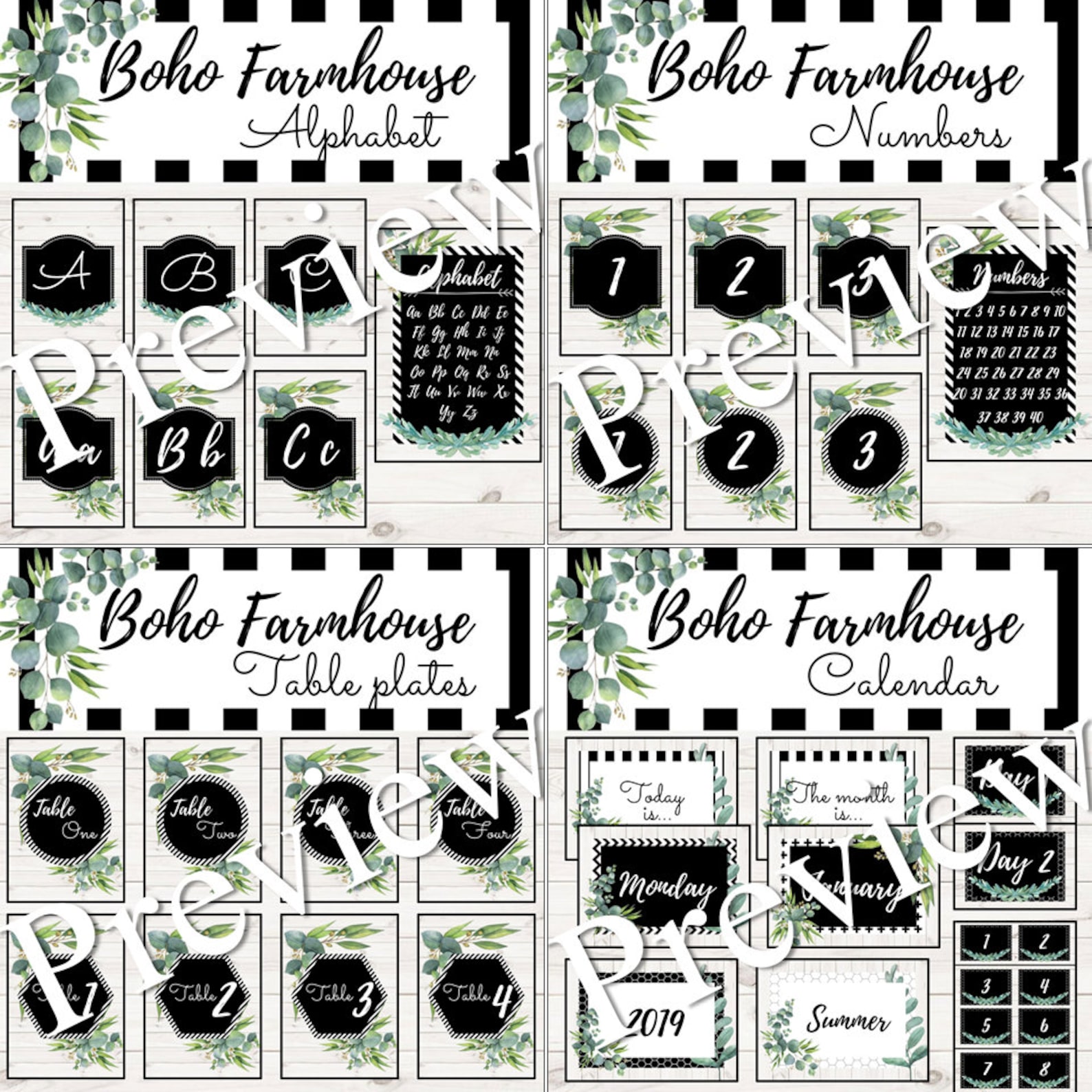 Farmhouse Classroom Decor Set | Boho Farmhouse Theme Decor Bundle ...