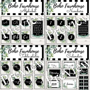 Farmhouse Classroom Decor Set | Boho Farmhouse Theme Decor Bundle ...