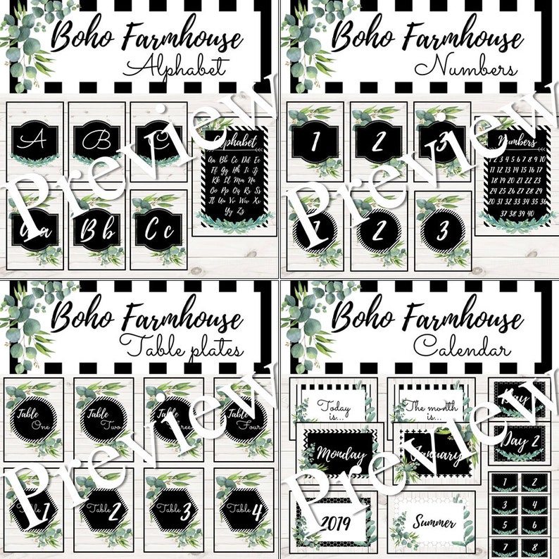 Farmhouse Classroom Decor Set | Boho Farmhouse Theme Decor Bundle ...