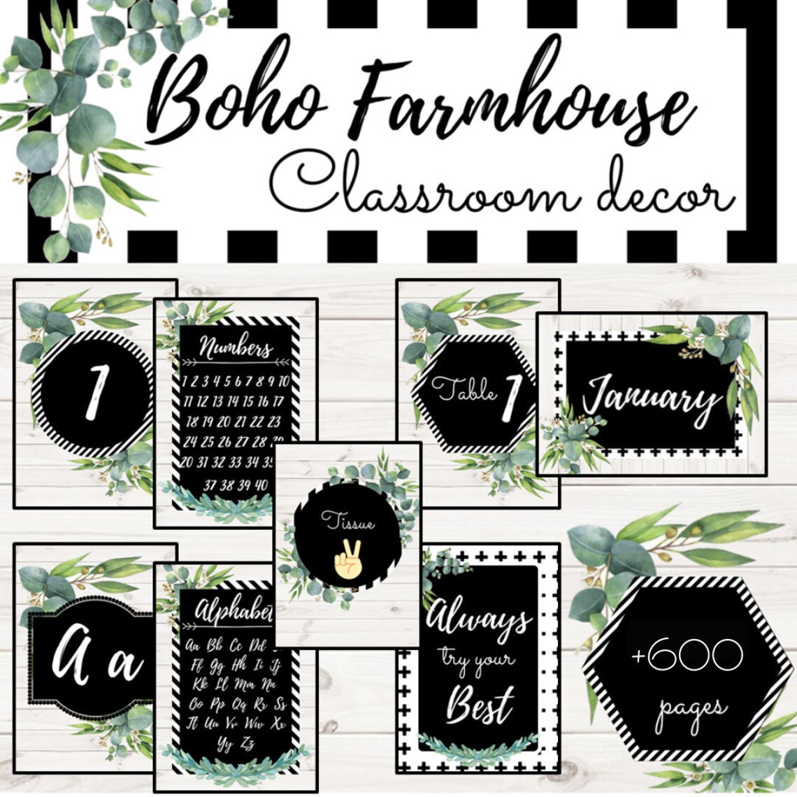 Farmhouse Classroom Decor Set Boho Farmhouse Theme Decor - Etsy