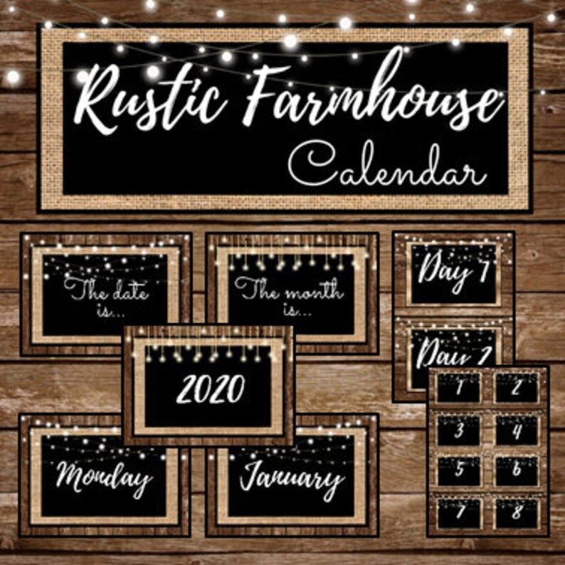 Farmhouse Rustic Editable Classroom Decor Bundle | Rustic Wood, Burlap ...