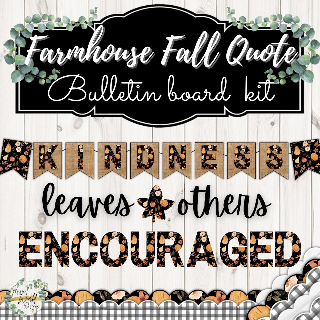 Farmhouse Fall Quote Bulletin Board Kit | Autumn Bulletin Board Borders ...