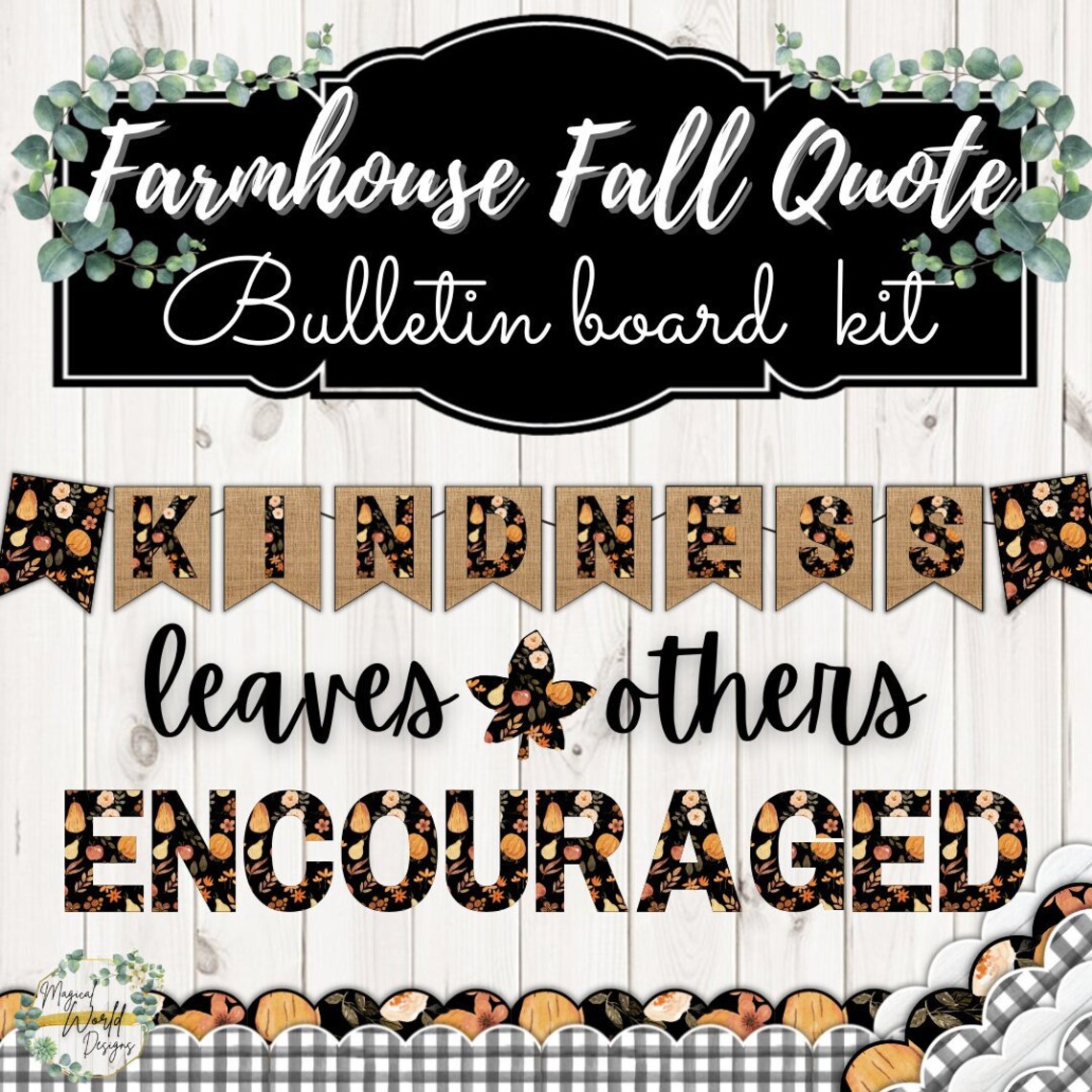 Farmhouse Fall Quote Bulletin Board Kit | Autumn Bulletin Board Borders ...