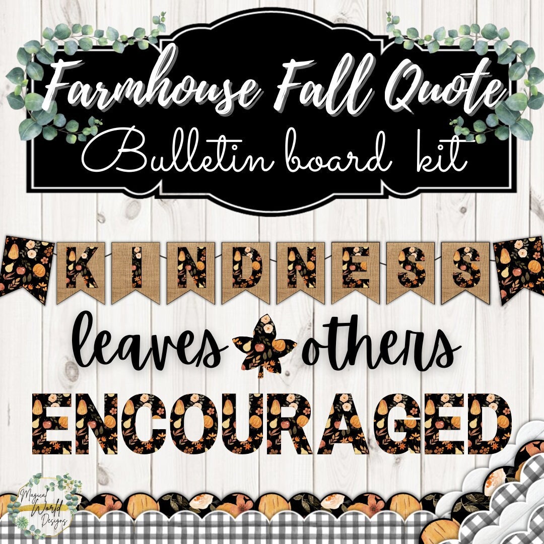 Farmhouse Fall Quote Bulletin Board Kit | Autumn Bulletin Board Borders ...