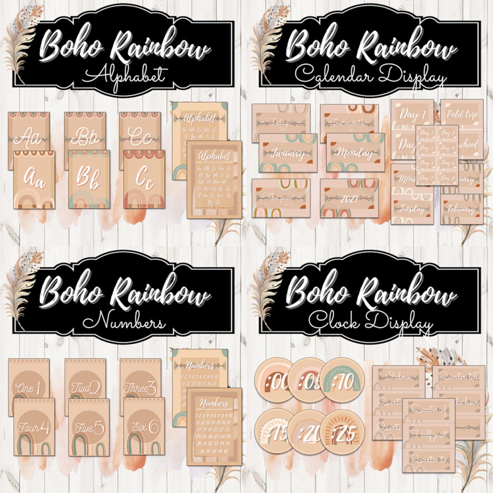 Boho Rainbow Classroom Decor Bundle | Calm Boho Classroom Decor ...