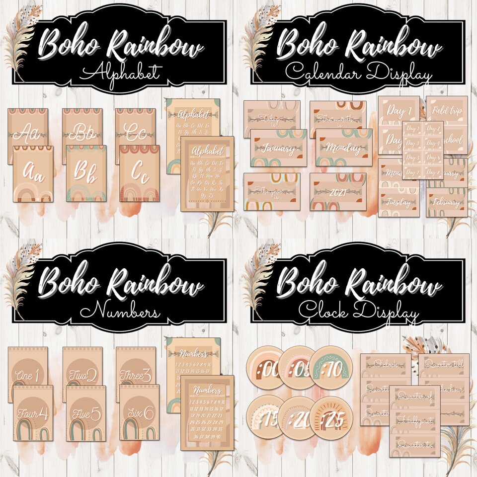Boho Rainbow Classroom Decor Bundle | Calm Boho Classroom Decor ...