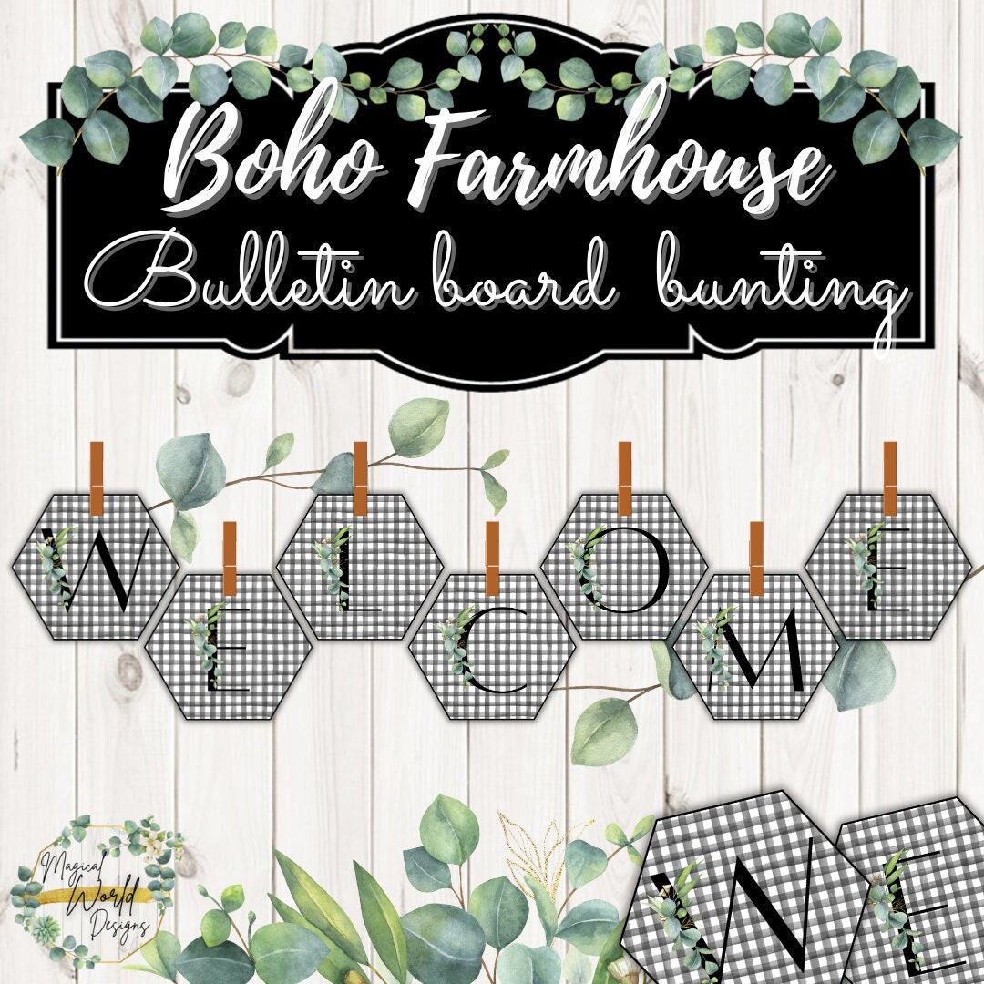 Farmhouse Classroom Welcome Sign Bunting | Farmhouse Welcome Banner ...