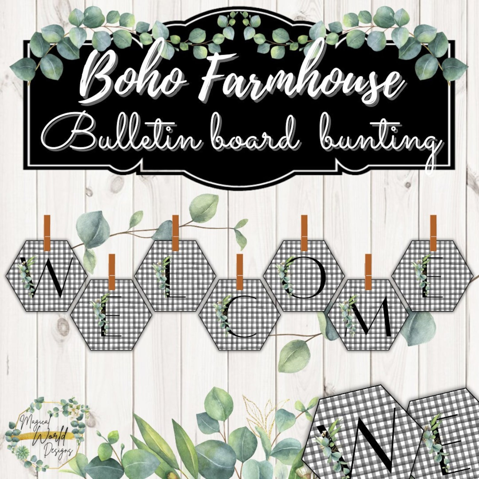 Farmhouse Classroom Welcome Sign Bunting | Farmhouse Welcome Banner ...