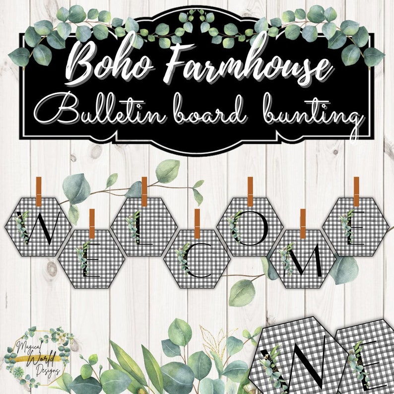 Farmhouse Classroom Welcome Sign Bunting | Farmhouse Welcome Banner ...