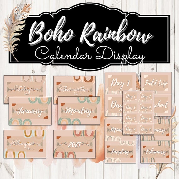 Boho Rainbow Calendar Display Templates Boho Rainbow - Etsy Hong Kong