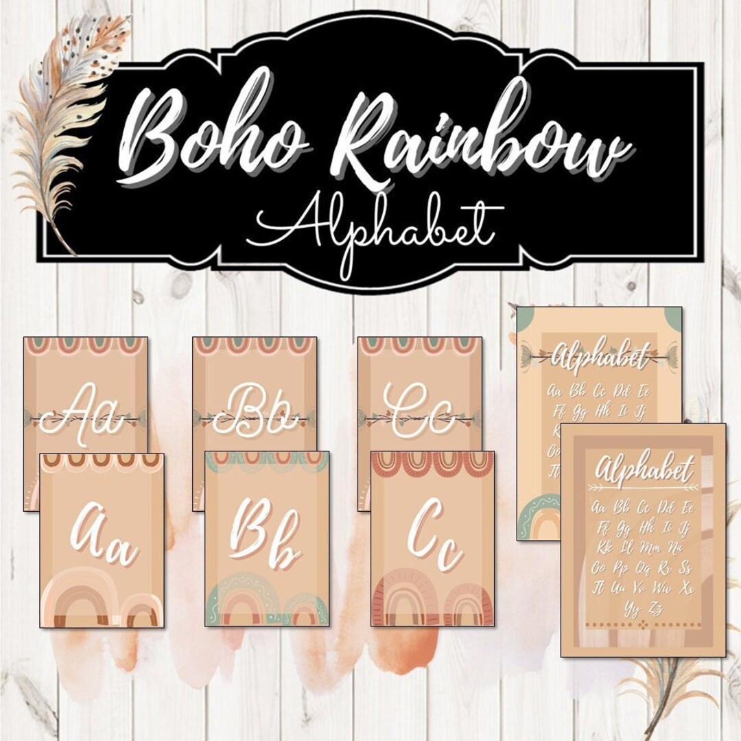 Boho Rainbow Alphabet and Numbers Posters - Boho Rainbow Classroom ...