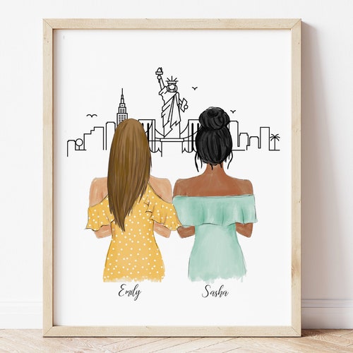 Personalized Framed Wall Art Best Friends Jackets and Drinks | Etsy