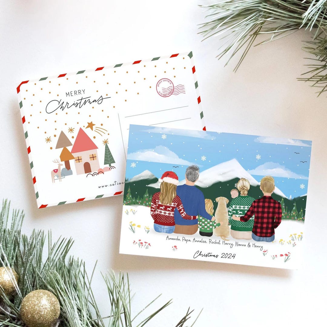 Personalized Christmas Postcards With Envelope for Family, Holidays ...