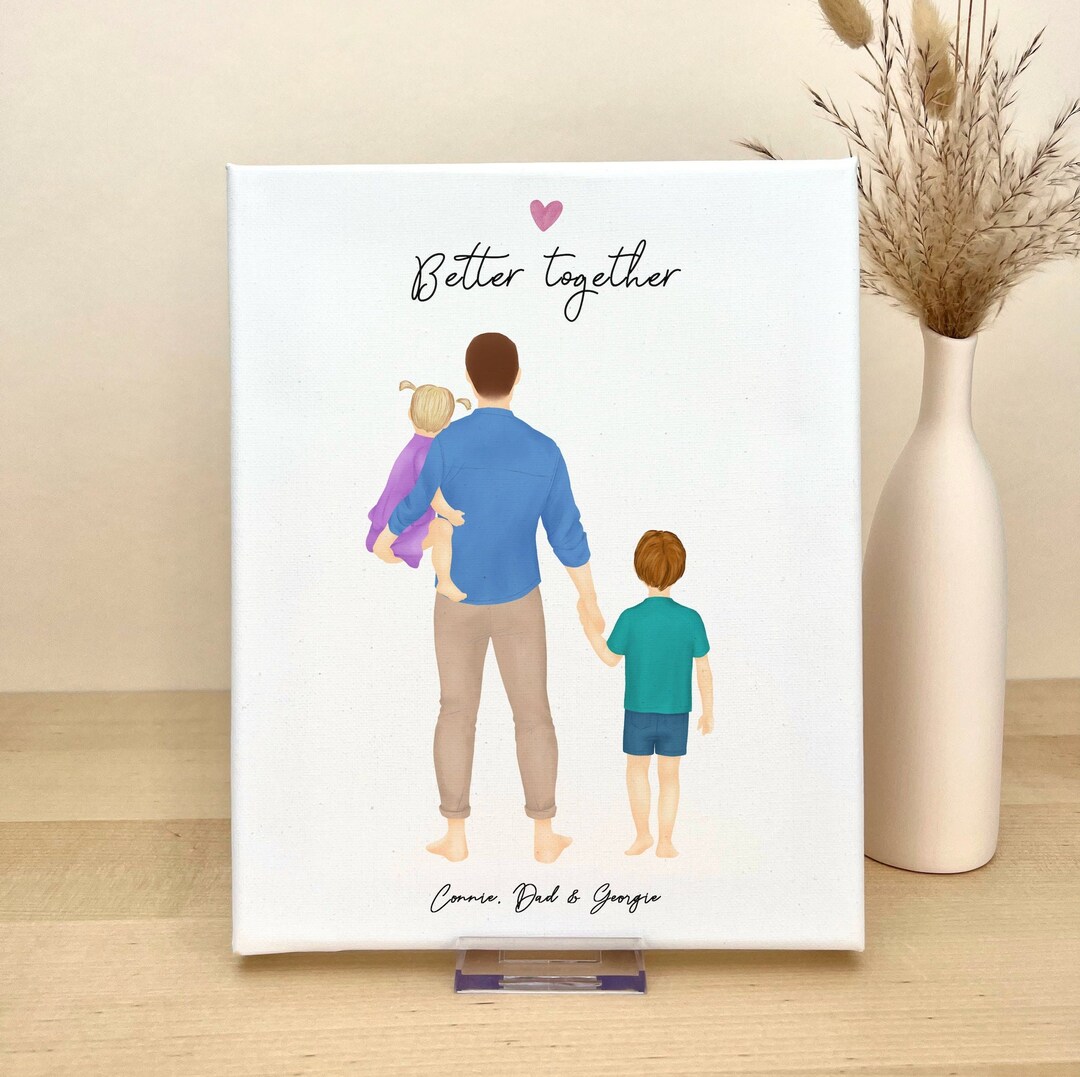 Personalized Canvas Artwork for Dad and Kids, Birthday Gift for Dad ...